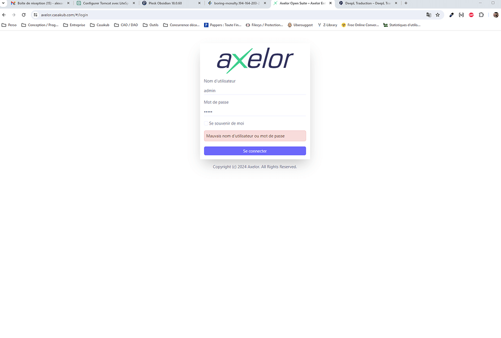 Error Wrong username or password after redirection to subdomain - Technical - Axelor Forum